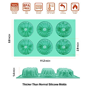 HUAKENER 2 Pcs Mini Bundt Cake Pan, 6-Cavity Fluted Tube Cake Pan, Non-stick Silicone Baking Mold for Cupcakes, Donuts, Cornbread, Brownies, Jellies
