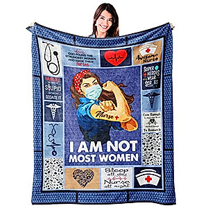 Joyloce Nurse Gifts for Women Nurses Blankets Throws Flannel Fleece Blanket Super Soft Throw Warm Cozy Nurses Blanket 60"X50" Nurses Week Appreciation Nursing Student Graduation Birthday Gifts