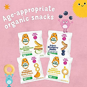 Little Bellies Organic Puffs Baby Snack, Apple & Cinnamon, Pack of 6 Individual Snack Packs, 0.42 Ounce (Pack of 6)
