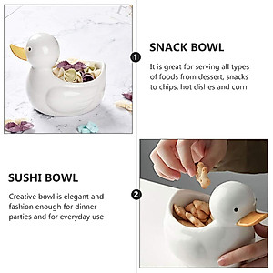 Hemoton Fruit Snacks Duck Shaped Dessert Bowl Ceramic Breakfast Bowl Snack Sushi Storage Bowl Mixing Bowls Soup Bowl Ramen Bowl for Cereal Salad Soup Pho Dessert Rice Appetizer Serving Tray