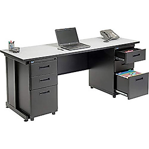 Nexel Interion Office Desk with 6 Drawers - 72" x 24" - Gray