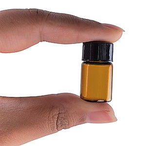 2ml Mini Amber Glass Bottles with Orifice Reducer and Cap for Essential Oils, Chemistry Lab Chemicals, Colognes & Perfumes (12 Pack)