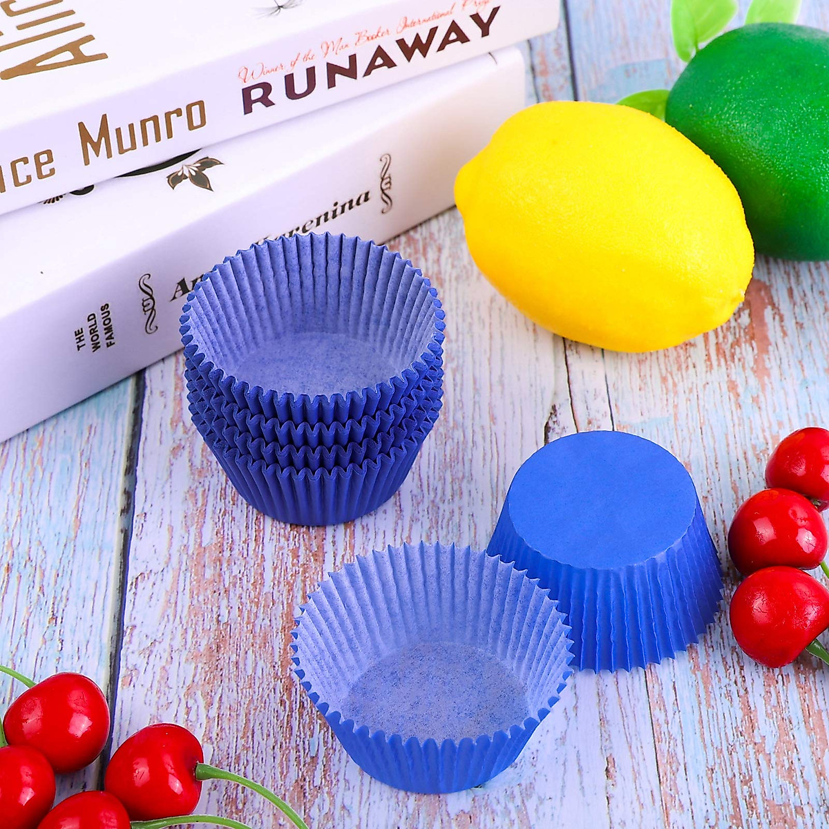 URATOT 100 Pieces Blue Cupcake Liners Cupcake Wrappers Baking Cups Cupcake Cases for Birthday, Wedding, Baby Shower, 2 Inches