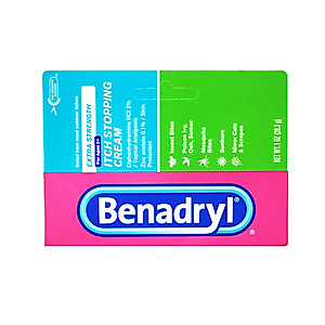Benadryl Original Strength Anti-Itch Cream, Bug Bite Itch Relief, Diphenhydramine HCl Topical Analgesic & Zinc Acetate Skin Protectant, Great for Camping Essentials, 1 oz, 2 Pack
