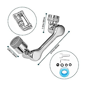 Universal 1080° Large-Angle Rotating Faucet Extender, Adjustable Faucet Extender Aerator Robotic Arm Water Nozzle Faucet Adaptor, Kitchen Splash Filter Tap Extend with 2 Water Outlet Modes