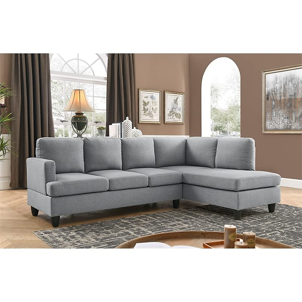 Oadeer Home DDD7438 Sectional, Light Gray