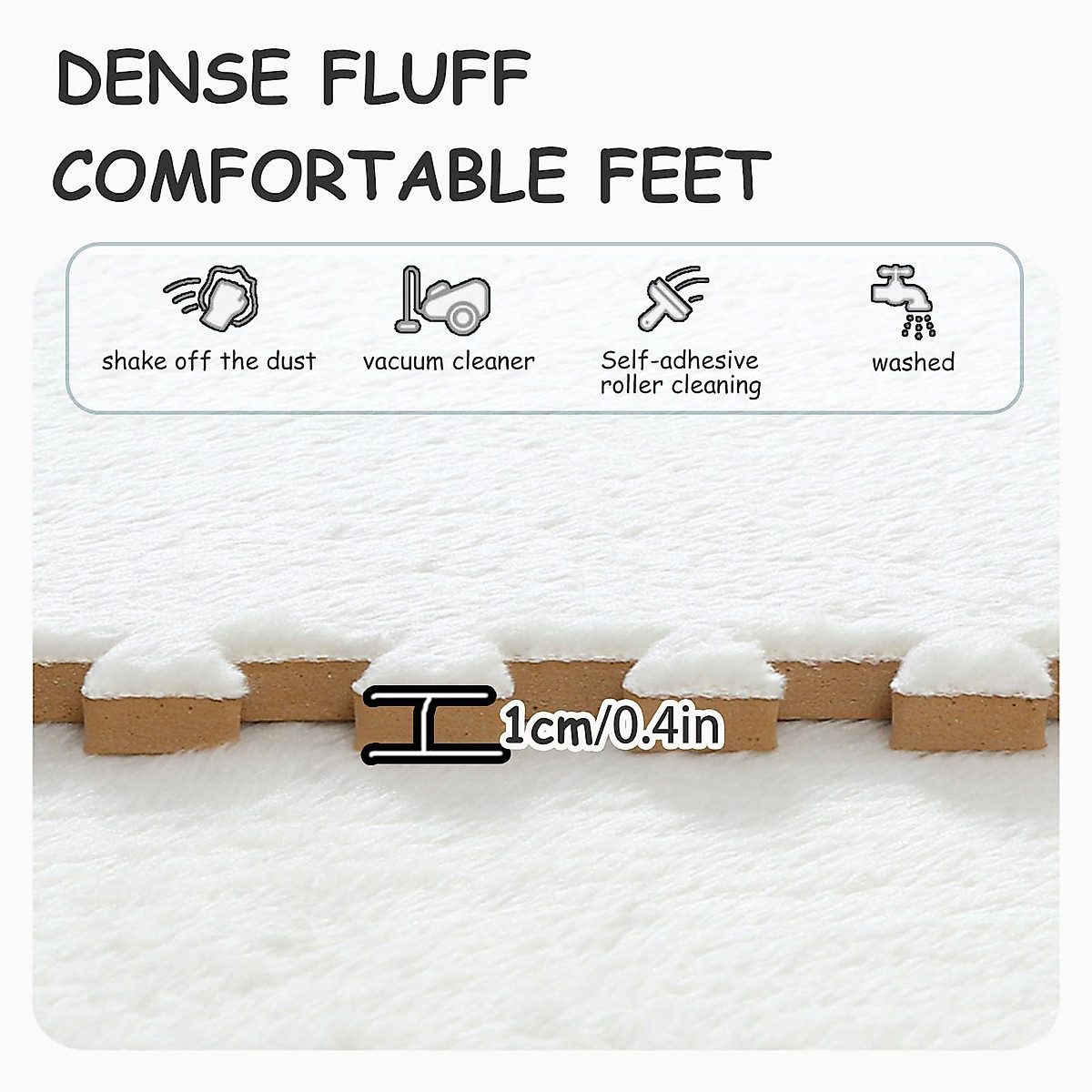12"X12" X0.4" Thickened Interlocking Carpet Tiles Plush Foam Floor Mats,DIY Cuttable Square Foam Puzzle Play Area Rug,Soft Anti-Slip Climbing Mats (Size:10pcs,Color:White + light coffee + dark coffee)