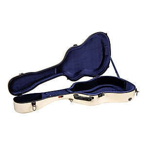 Crossrock Fiberglass Guitar Case - Fits 40"/41" Dreadnought Acoustic Guitar - Padded Straps, Interior Compartment, Fixed & Removable Paddings, Hygrometer - Includes TSA Lock - Ivory