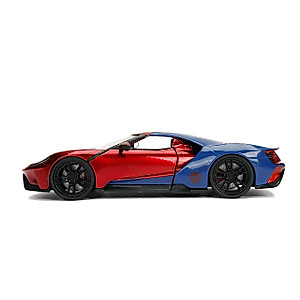 Jada Toys Marvel 1:24 2017 Ford GT Die-cast Car with 2.75" Spider-Man Figure, Toys for Kids and Adults, Red/Blue (99725)