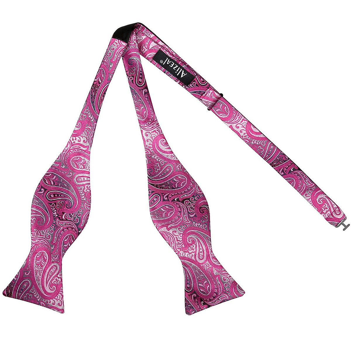 Alizeal Mens Gradient Paisley Self Bow Tie and Hanky Set, Rose Pink