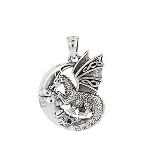Jewelry Trends Sterling Silver Moon and Dragon Celtic Knot Pendant