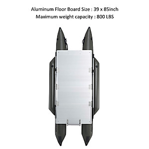 AQUOS Heavy-Duty for Two 11.5ft Inflatable Pontoon Boat with Stainless Steel Guard and Folding Seat and Haswing Handle Control 12V 55LBS Transom Trolling Motor for Fishing