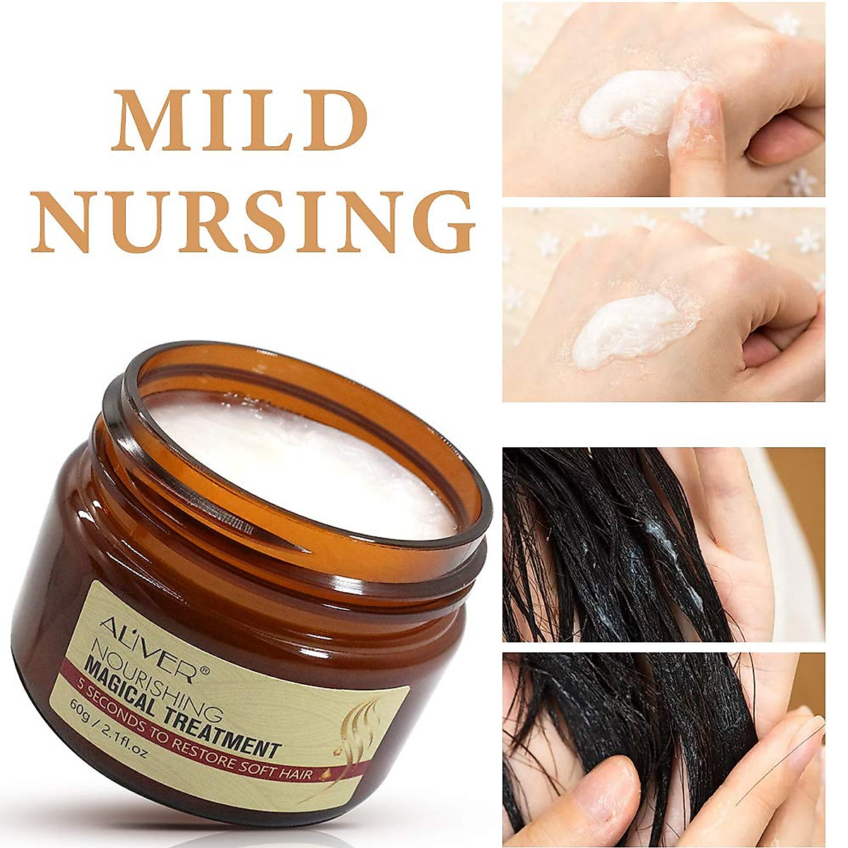 IFUDOIT Magical Hair Treatment Mask, Hair Mask for Dry Damaged Hair and Growth,Professtional Hair Conditioner,5 Seconds to Restore Soft,Fights Breakages and Split Ends,Protect Hair Roots