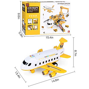 25 Pack Transport Construction Airplane Toy Play Vehicles Set for Kids Gifts, with 6 Construction Die-cast Toy Truck, 11 Road Signs-Suitable for 3 4 5 6 Year Old Boys and Girls