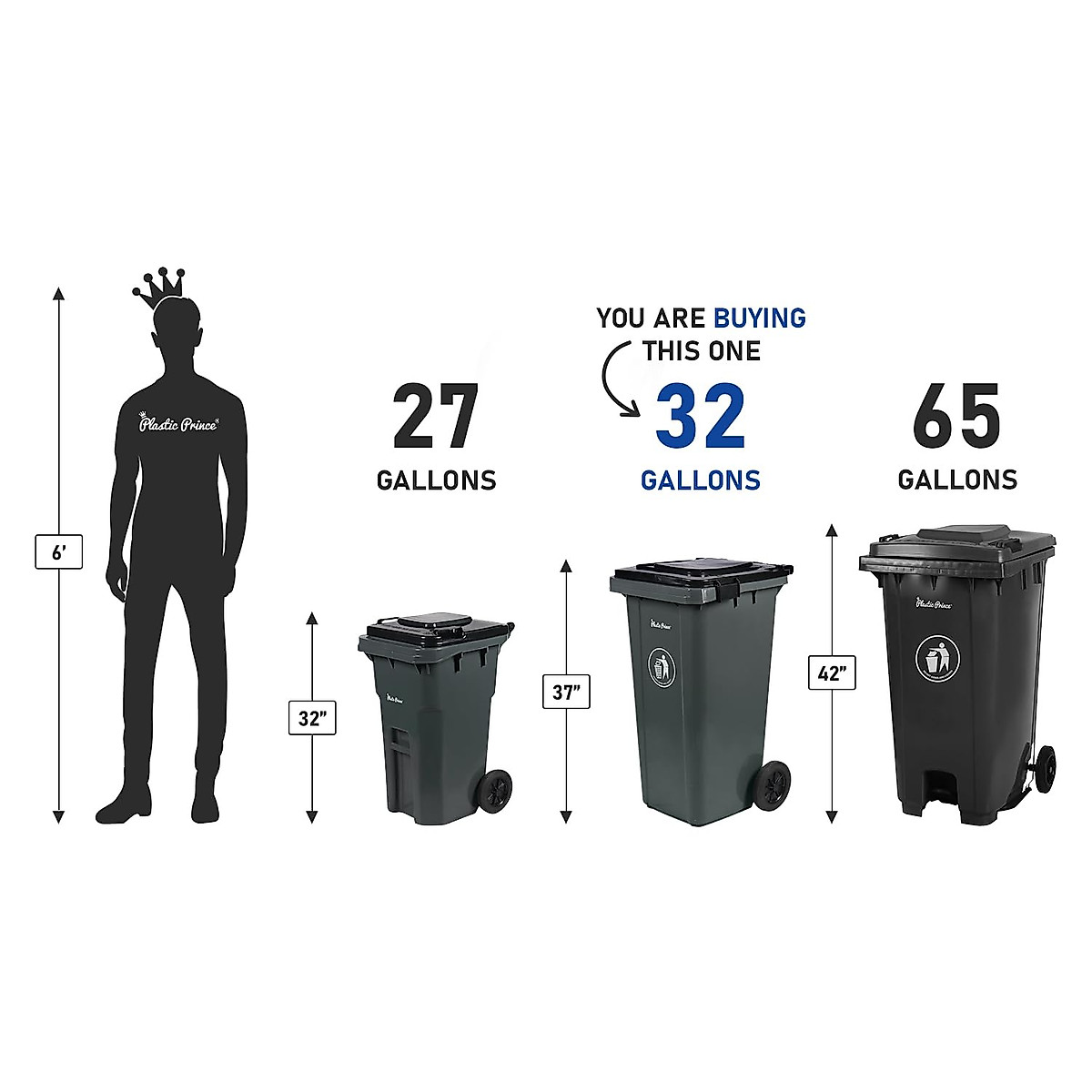 32 Gallon Large Outdoor Trash Can with Lid Snap-Lock - Outside Plastic Rolling Garbage Can and Wheels- Rollout Commercial Heavy-Duty Container Barrel