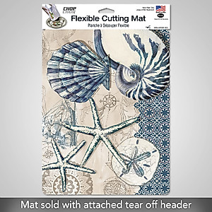 Cut N' Funnel Tide Pool Shells Designer Flexible Plastic Cutting Board Mat, 15" x 11.5", Made in the USA, Decorative, Flexible, Easy to Clean