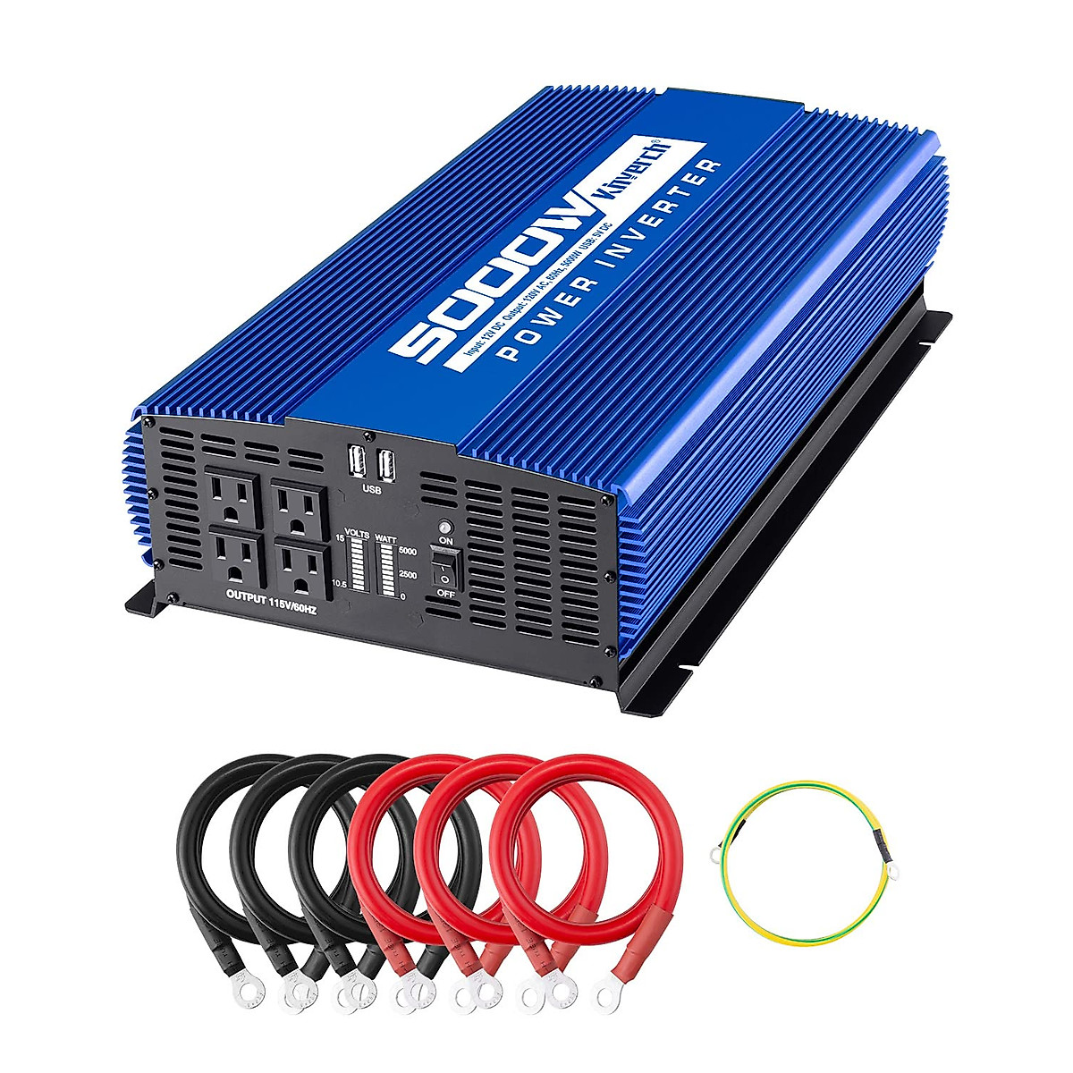 kinverch 5000W Power Inverter 12V to 110V Car Inverter with 4AC Outlets 2USB Ports for Camping/Truck/RV/Home