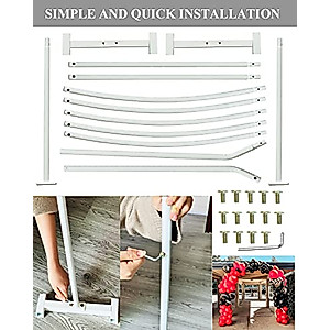 LANGXUN 7.8Ft Metal White Balloon Arch Kit, Semi-Circular Balloon Arch Stand with Water Bases for Wedding Bridal Baby Shower Birthday Party Supplies Decorations