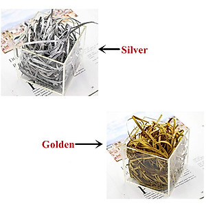 Glitter Raffia Paper Shreds & Strands Shredded Crinkle Confetti for DIY Gift Wrapping & Basket Filling (Golden)