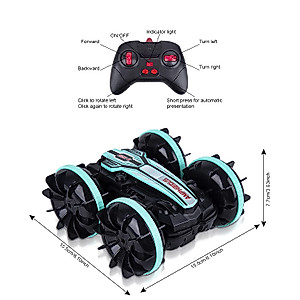 Berry President Amphibious RC Car, 2.4GHz Off-Road Stunt Truck, All Terrain 4WD Remote Control Toy, Land Water Waterproof Vehicle with 360° Rotation for Kids (Coffee)
