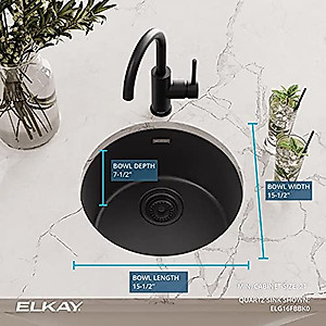 Elkay ELG16FBBK0 Sink, 18-1/8 x 18-1/8 x 7-1/2, Black