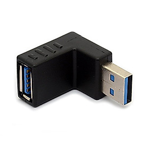 BSHTU USB 3.0 Adapter 90 Degree Right Angled Gender Changers USB Connector Type A Vertical Male to Female Extender L-Shape Plug 2Pcs (Down)