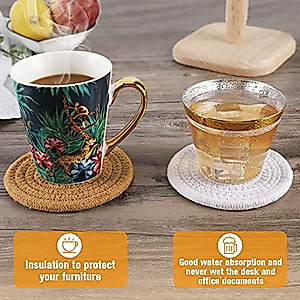 ABenkle 6 Pcs Coasters for Drinks,Super Absorbent Drink Coasters, Stylish Handmade Round Woven Coasters for Coffee Table Tabletop Protection Housewarming Gift Home Decor - 4.3 Inches, Brown