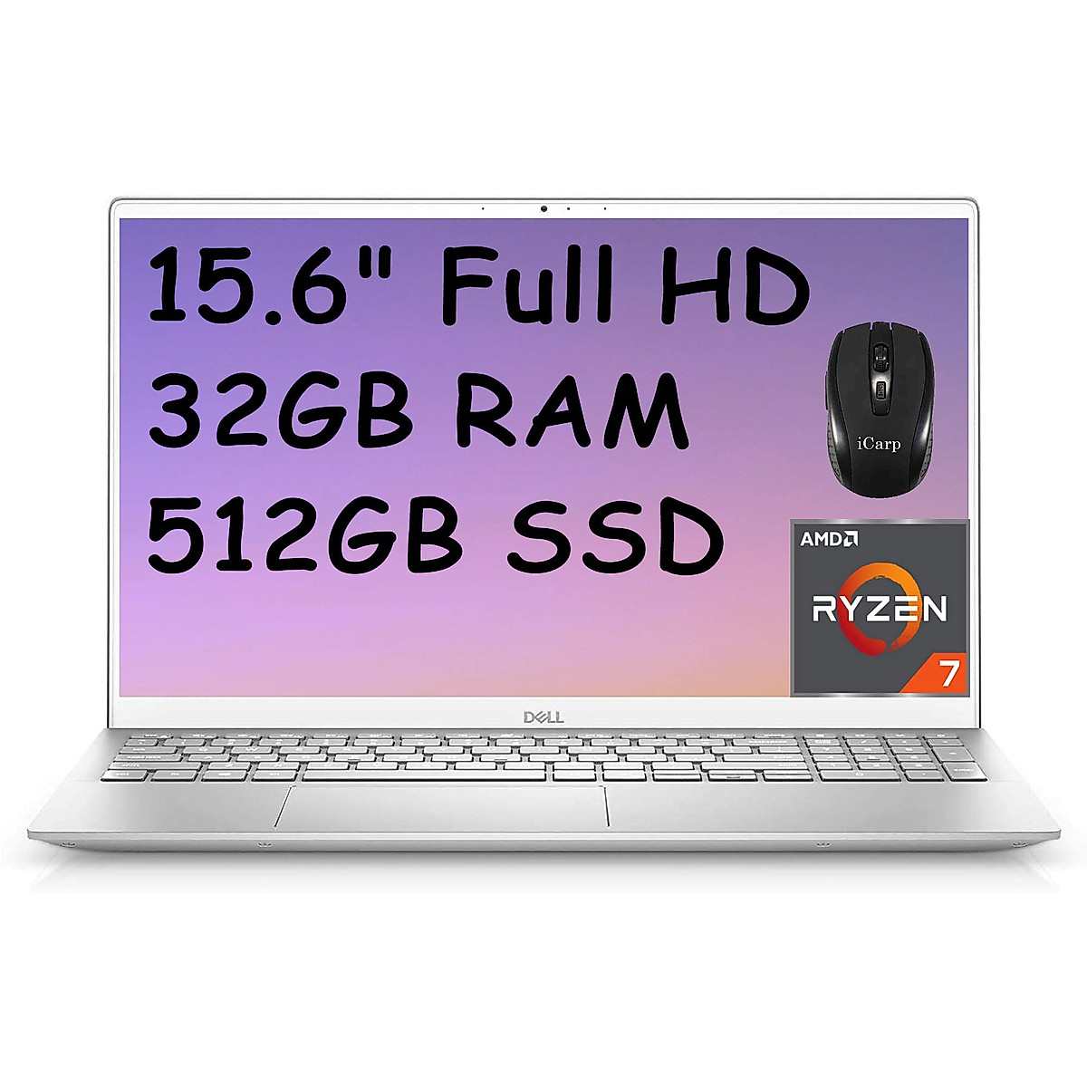 Dell Inspiron 15 5000 15.6-inch FHD Laptop, AMD Octa-Core Ryzen 7 4700U, 32GB DDR4, 512GB SSD, Fingerprint, Backlit, Alexa, Webcam, WiFi, Win 10 (Renewed)