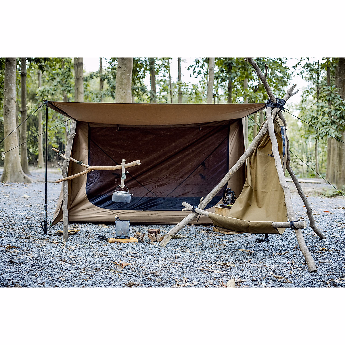 OneTigris Bushcraft Mat, Heavy Duty Tripod Chair Cloth, 500D Cordura Nylon Tent Door Mat, 50" x 26"