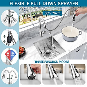 Herogo 15×17 Inch Undermount Kitchen Sink with Faucet Combo, Stainless Steel Utility Rv Bar Sink, Small Outdoor Farmhouse Sink, Laundry Room Deep Single Bowl Sink with Brushed Nickel Kitchen Faucet