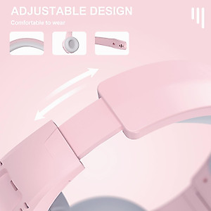 Pink Cat Ear Headphones Over Ear for Gaming PC, 3.5mm Wired Gaming Headset with Noise Cancelling Mic, Soft Memory Earmuffs Stereo Headset for PS4, PS5, Xbox, Laptop, Mac, Tablet, Smartphone