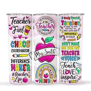 Teacher Gifts Chaos Coordinator 3D Inflated Effect Printed Tumbler Teacher Thank You Appreciation Gifts Best Teachers Gift Custom Coffee Cup for Men Women Teachers Day Mothers Day Back To School