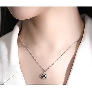 Wexibauyl Custom Photo Projection Necklace Personalized Photo Necklace with Picture Inside Heart Pendant Necklaces Gift for Christmas Birthday Anniversary