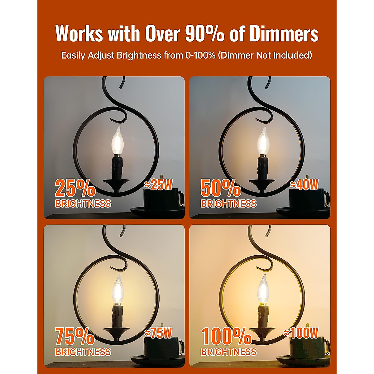 OMED E12 LED Candelabra Bulb 100 Watt Equivalent, 2700K Soft White, Dimmable LED Chandelier Light Bulbs, 7W 1000 Lumen Clear LED Candle Light Bulbs for Living Room, Light Fixture, 6 Pack