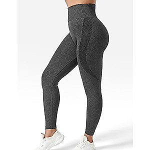 YEOREO Women Seamless Workout Leggings Gym High Waist Smile Contour Yoga Pants Gray