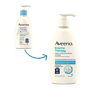 Aveeno Eczema Therapy Daily Moisturizing Body Cream for Sensitive Skin, Soothing Eczema Relief Cream, Colloidal Oatmeal & Ceramide for Dry & Itchy Skin, Steroid- & Fragrance-Free, 12 oz