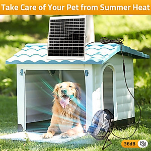 blessny 8" Solar Powered Fan, 20W Solar Panel Power Fans for Greenhouse or Chicken Coop Air Circulation Cooling, 2010 RMP High Velocity, 36dB Quiet Operation, 19.5ft Long Cord (Black)