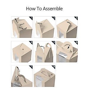 qiqee Kraft Cupcake Boxes 60 Packs Individual Cupcake Holders Disposable Brown Single Cupcake Boxes with Window 3.6 * 3.6 * 4.3inch Cupcake Containers