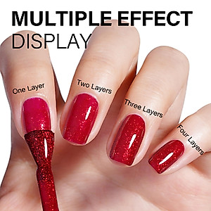 AILLSA Red Glitter Gel Nail Polish Christmas Burgundy Holographic Gel Polish Wine Sparkle Gel Polish Long Lasting Soak Off U V Gel Nail Manicure Salon DIY Gift for Women 0.51 Fl Oz/GF16