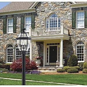 Quoizel NY9043K Newbury Outdoor Post Lantern Pier Mount Lighting, 3-Light 180 Total Watts, 23" H x 13" W, Mystic Black