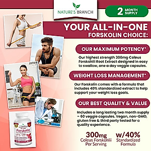 Premium 100% Ultra Pure Forskolin for Weight Loss Max Strength w/ 40% Standardized Coleus Forskohlii Root Extract Powder Belly Buster Supplement - Extreme Keto Advanced Boost Complex - 60 Diet Pills