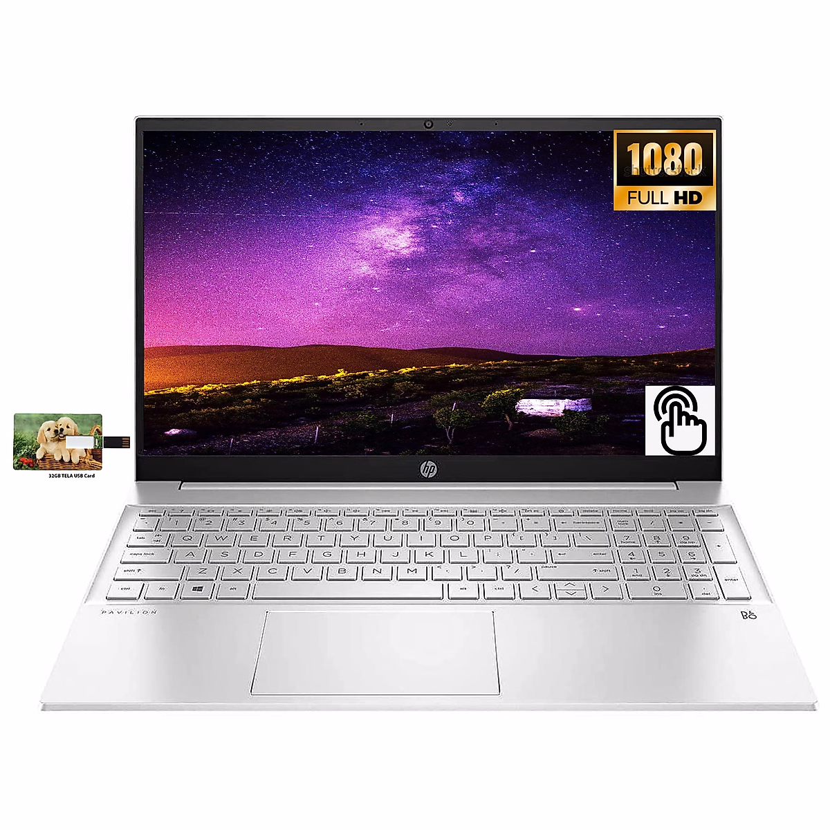HP Pavilion 15.6" FHD Touchscreen IPS Micro-Edge Display Business Laptop, AMD Ryzen 7 5700U 8-Core, Windows 10 Pro, 32GB RAM 1TB SSD, Backlit Keyboard, Webcam, WiFi, 32GB USB Card