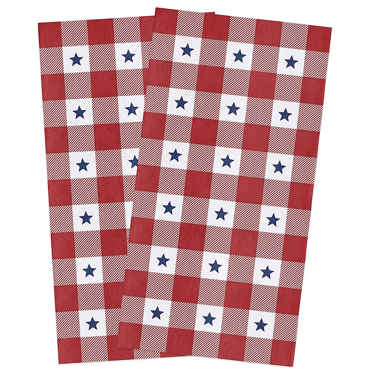 Independence Day Cotton Kitchen Towels Dishcloth July 4th Party Red White and Blue Star Check Absorbent Kitchen Dish Towels-Reusable Cleaning Cloths for Kitchen,Tea/Bar/Hand Towels,18x28inch 2 Pack