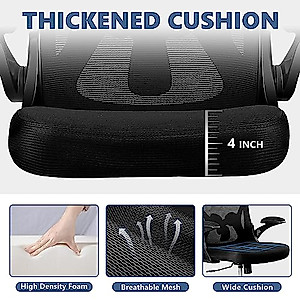 Winrise Office Chair Desk Chair, Ergonomic Mesh Computer Chair Home Office Desk Chairs, Swivel Task Chair Mid Back Breathable Rolling Chair with Adjustable Lumbar Support Flip Up Armrest (Black)