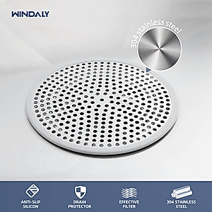 WINDALY 3 Pack of Shower Drain Hair Catcher/Cover/Strainer, Stall Drain Protector/Cover, Stainless Steel (3 Pack)