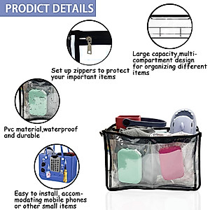 GYSYELL Clear Beach Bogg Bag Organizer and Silicone Cell Phone Holder Compatible with Bogg Bag X Large Size,Bogg Bag Accessories with Hooks,Organizing Your Bogg Bag and Divide Space(Black)