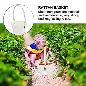 Cabilock Bread Rattan Basket 6pcs Mini Woven Baskets with Handles Rustic Rattan Wedding Flower Girl Basket Flower Candy Chocolate Cookie Gift Box for Wedding Easter Party Favors Wicker Cutlery Basket