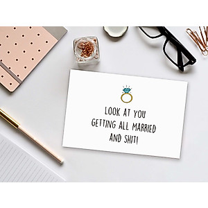 Longkado Hilarious Wedding and Engagement Card for Friend, Humorous Married Celebrating Card, Bridal Shower Card