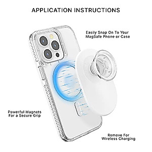PopSockets: MagSafe Phone Grip, Phone Holder, Wireless Charging Compatible - Clear White & MagSafe Car Mount, Magnetic Phone Holder for Car, Phone Mount for Car – Black