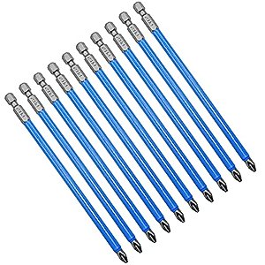 Uenhoy 10 Pcs Magnetic Phillips Screwdriver Bits Set 6 Inch Long Anti Slip Phillips Bits #2, 1/4 Inch Hex Shank (PH2 x 150MM)